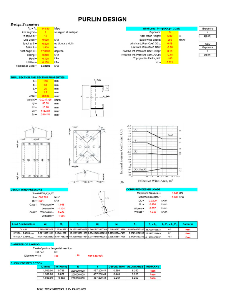 Purlins Design | PDF | Civil Engineering | Fluid Dynamics