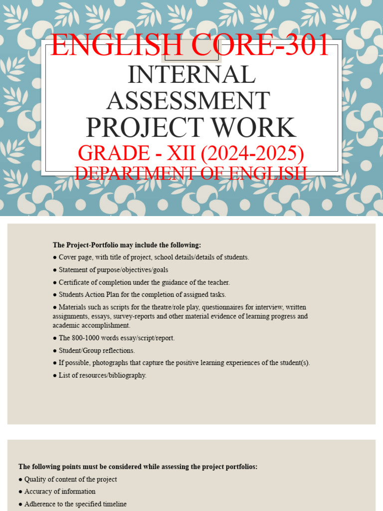 English Project Guidelines for XII 2024-25 | PDF | Essays