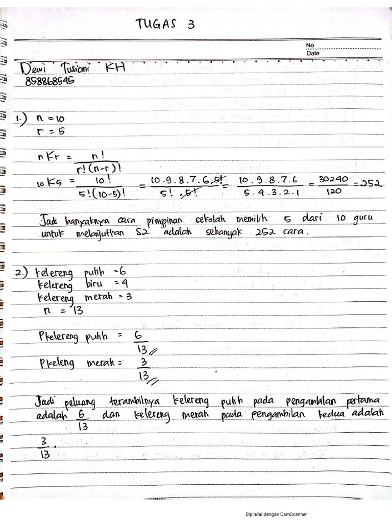 Dewi Tusiani KH 858868545 Tugas 3 MTK | PDF