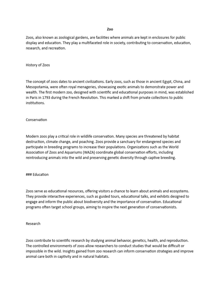 Zoo Pdf Zoo Conservation Biology