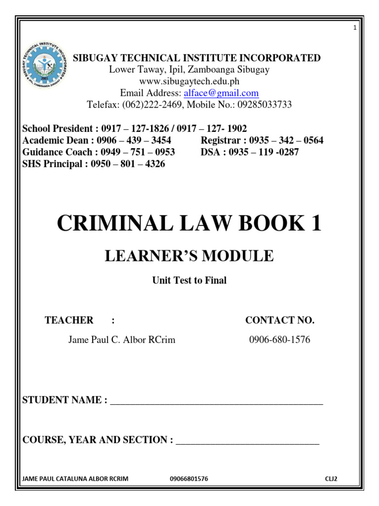 Criminal Law Book 1 | PDF | Mens Rea | Crimes