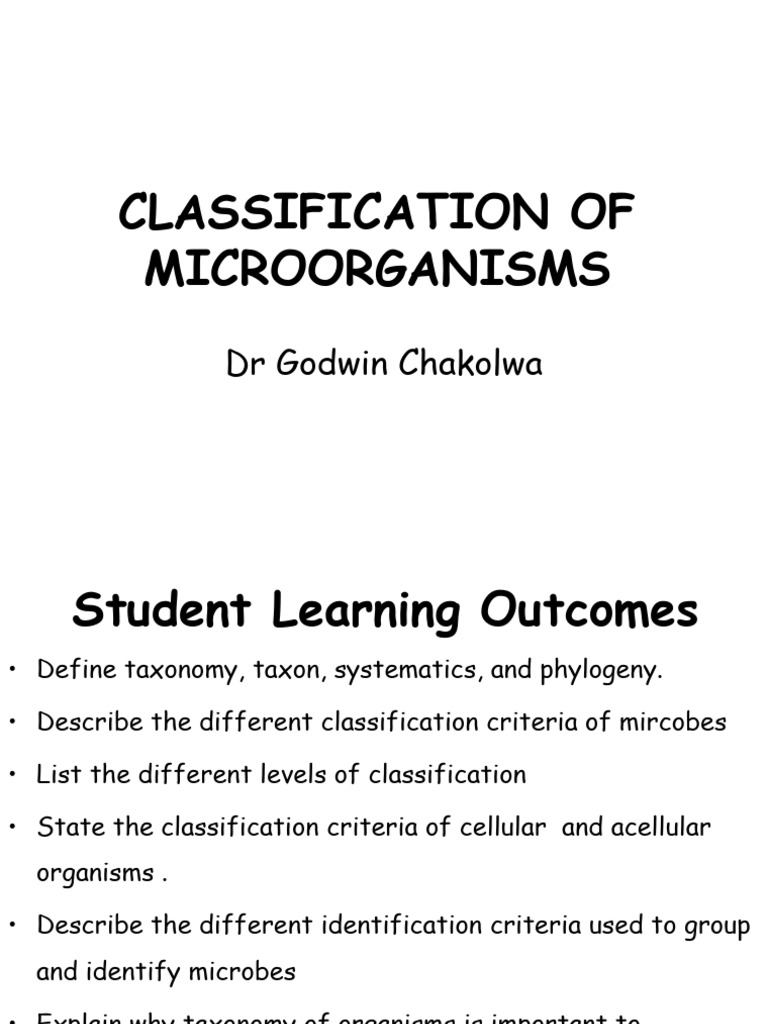 Classification of Microorganisms NM First Year-3 | PDF | Taxonomy ...