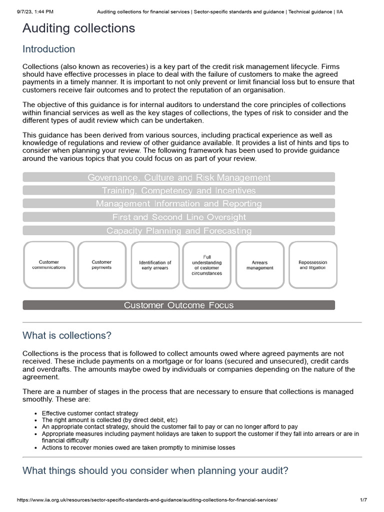 Auditing Collections For Financial Services - Sector-Specific Standards ...