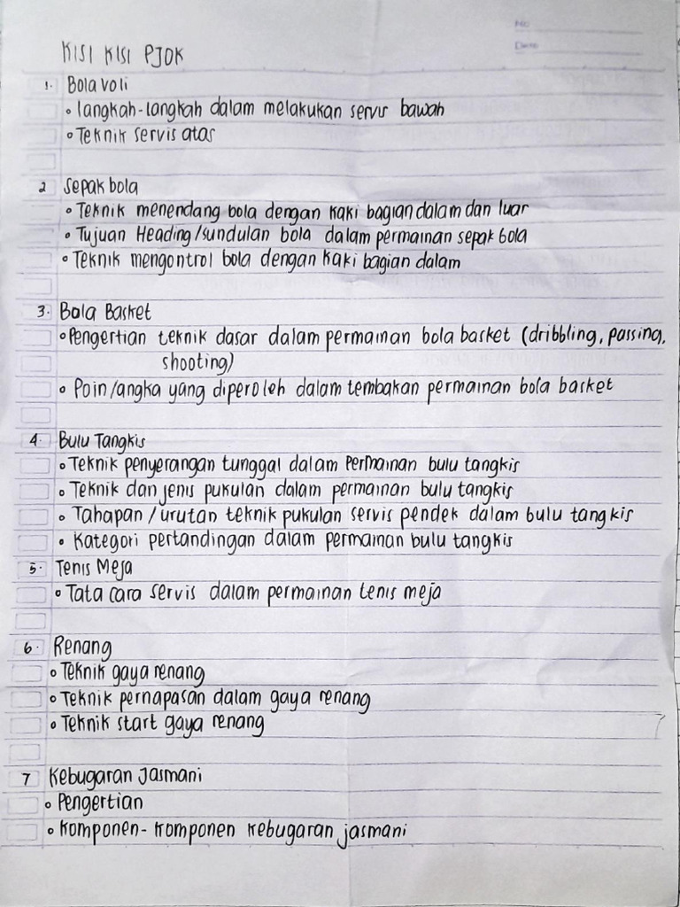 KISI-KISI PJOK | PDF