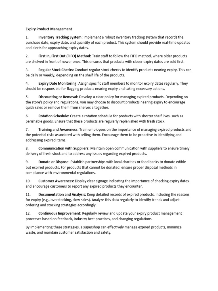 Expiry Product Management Strategies | PDF | Shelf Life | Inventory