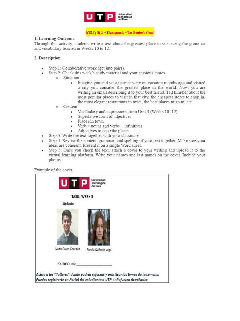 Week 12 Assignment: The Greatest Place | PDF | English Language | Adjective