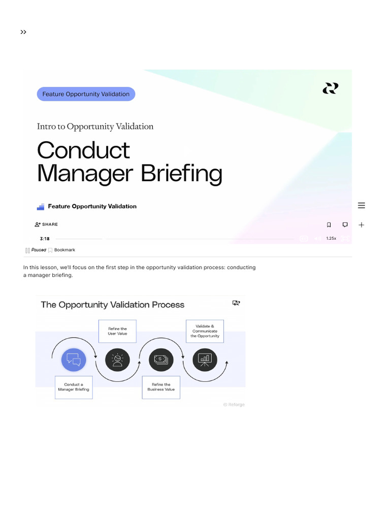 Reforge - Feature Opportunity Validation - Conduct Manager Briefing | PDF | Performance ...