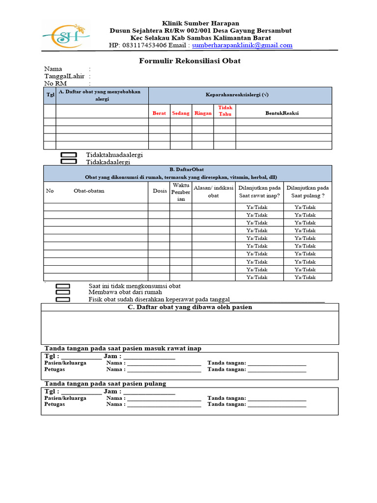 Form Rekonsiliasi | PDF | Kesehatan Holistik