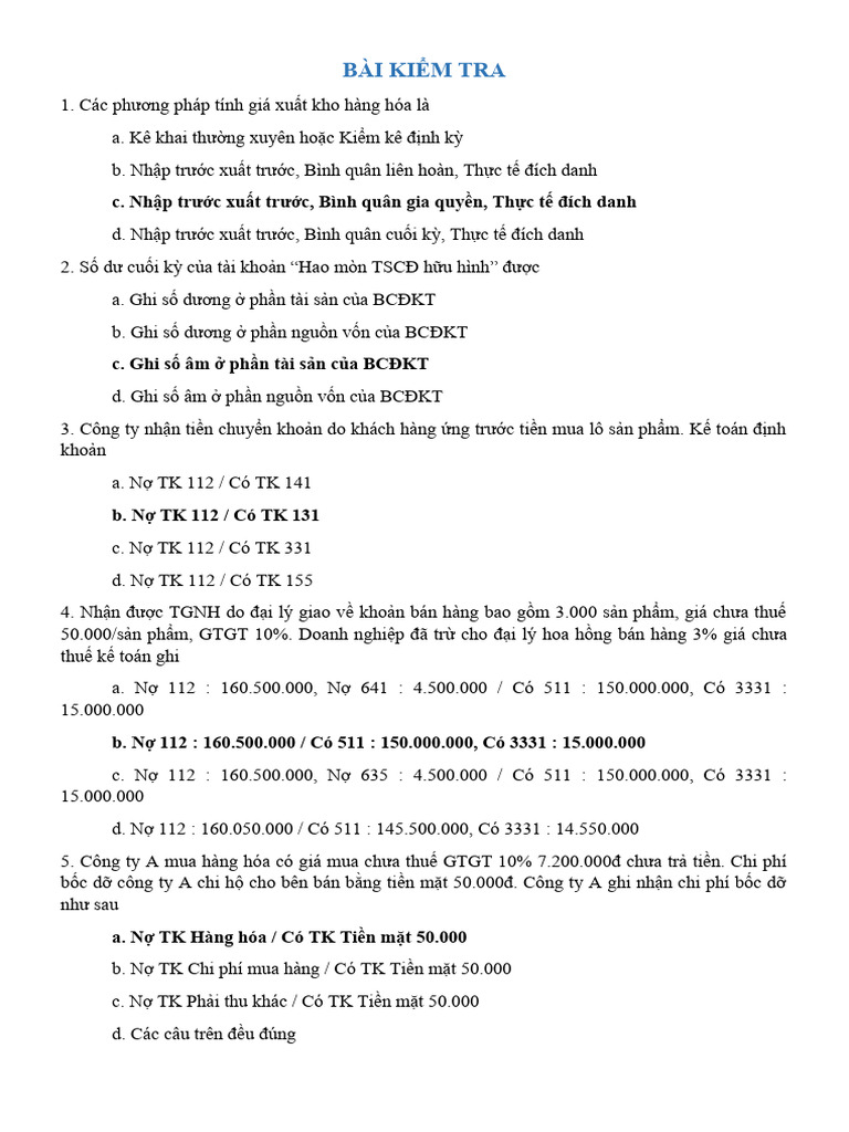 BÀI KIỂM TRA | PDF