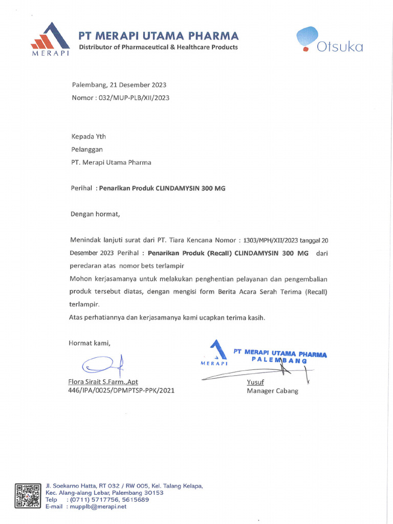 SURAT RECALL MERSI ALL PRODUK | PDF