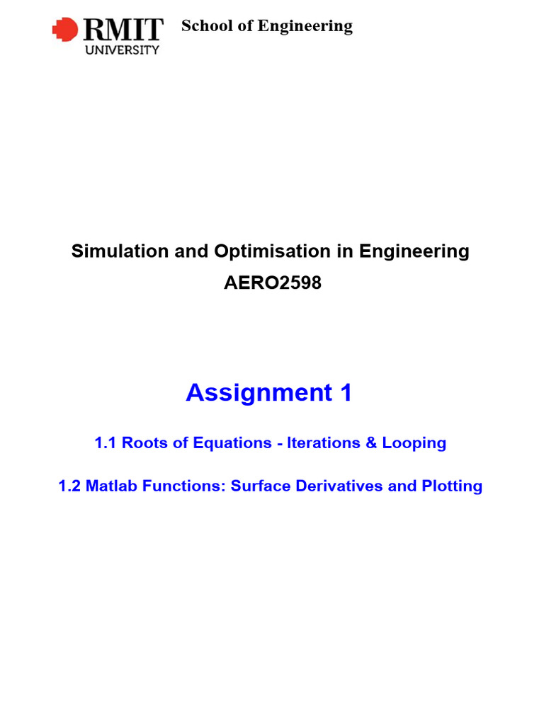 AERO2598 Matlab Assignment 1 | PDF | Derivative | Function (Mathematics) AERO2598 Matlab Assignment 1 | PDF | Derivative | Function (Mathematics)