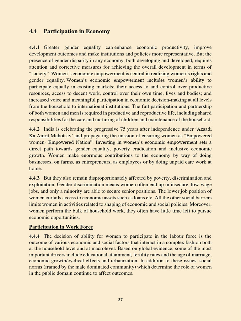 Gender Equality and Economic Participation | PDF | Unemployment ...