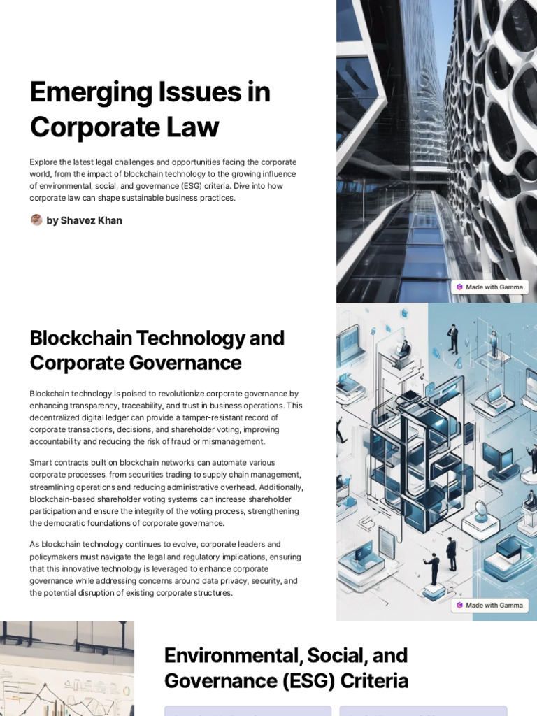 Emerging Issues in Corporate Law | PDF | Governance | Computer Security