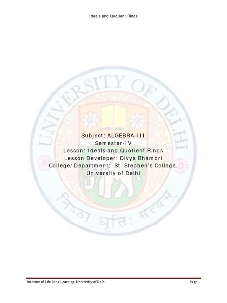 2 Ideals and Quotient Rings | PDF | Ring (Mathematics) | Integer