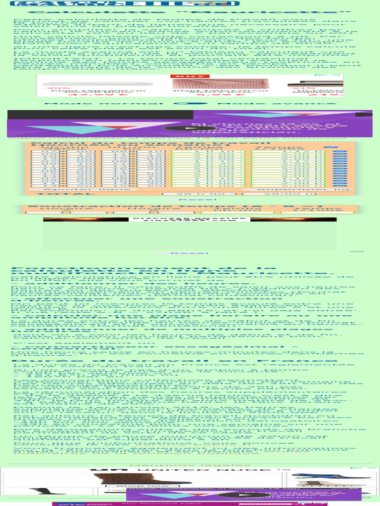 Calculette Mauricette : Calcul Temps de Travail | PDF | Heures ...