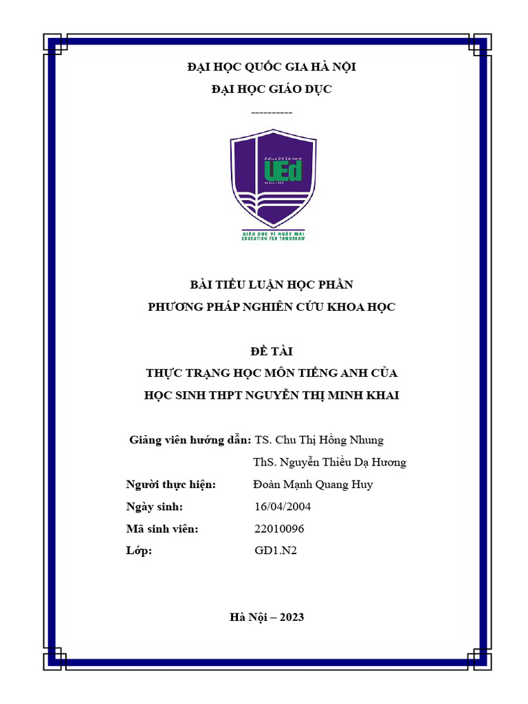 Đoàn M NH Quang Huy - 22010096 - NCKH | PDF