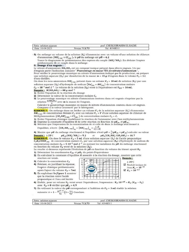 Exercice de Chimie Solution-1 | PDF