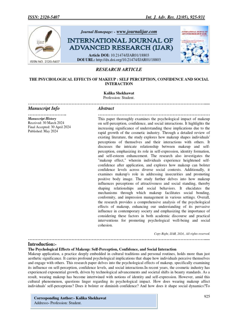 The Psychological Effects of Makeup: Self Perception, Confidence and ...