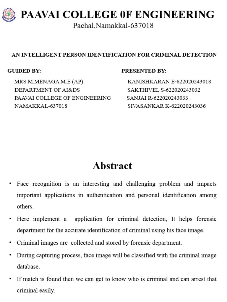 Criminal Detection Using Face 2 1 Main Pdf Surveillance