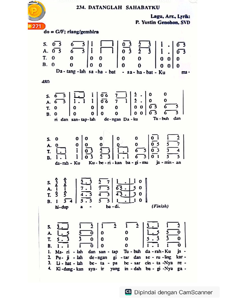 Partitur Datanglah Sahabat | PDF