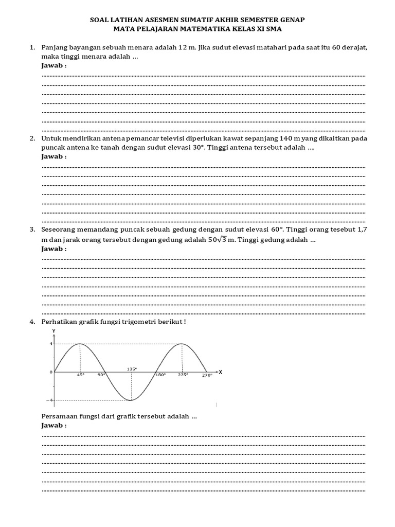 SOAL LATIHAN ASESMEN SUMATIF AKHIR SEMESTER GENAP KELAS XI SMA 2024 (MATEMATIKA LANJUT) | PDF