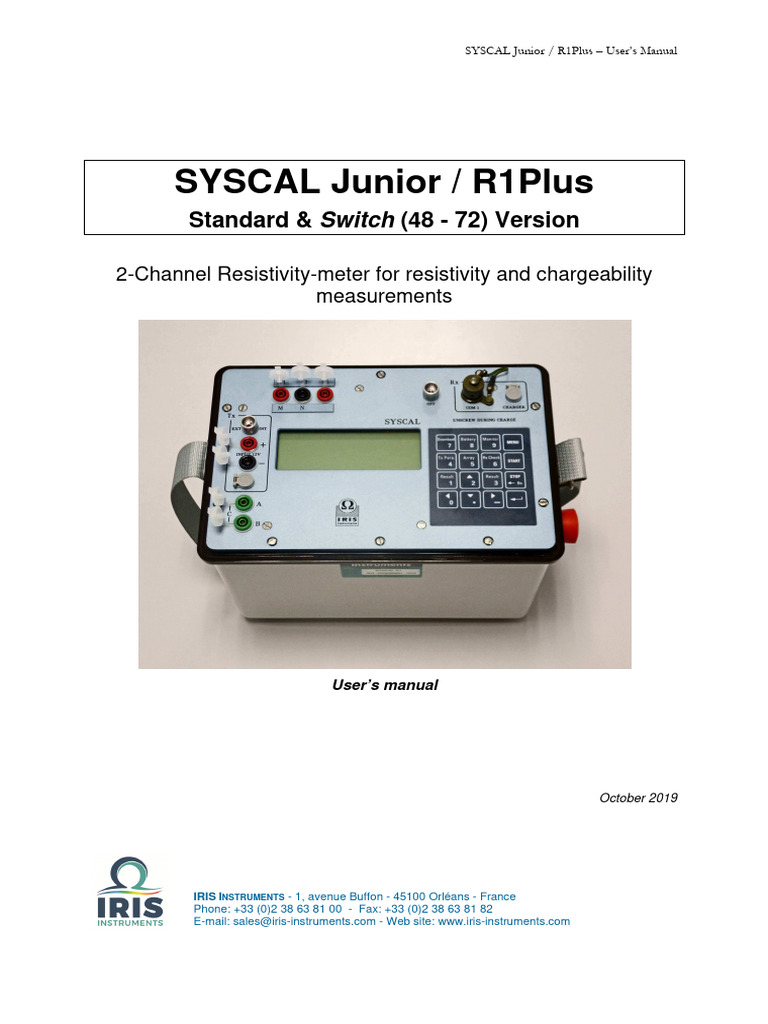 Syscal Jr-R1+ 2channel Manual GB | PDF | Battery Charger | Usb
