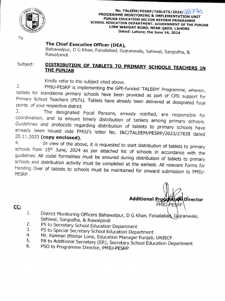 CEOs Tablets Distribution 14.06.2024 | PDF