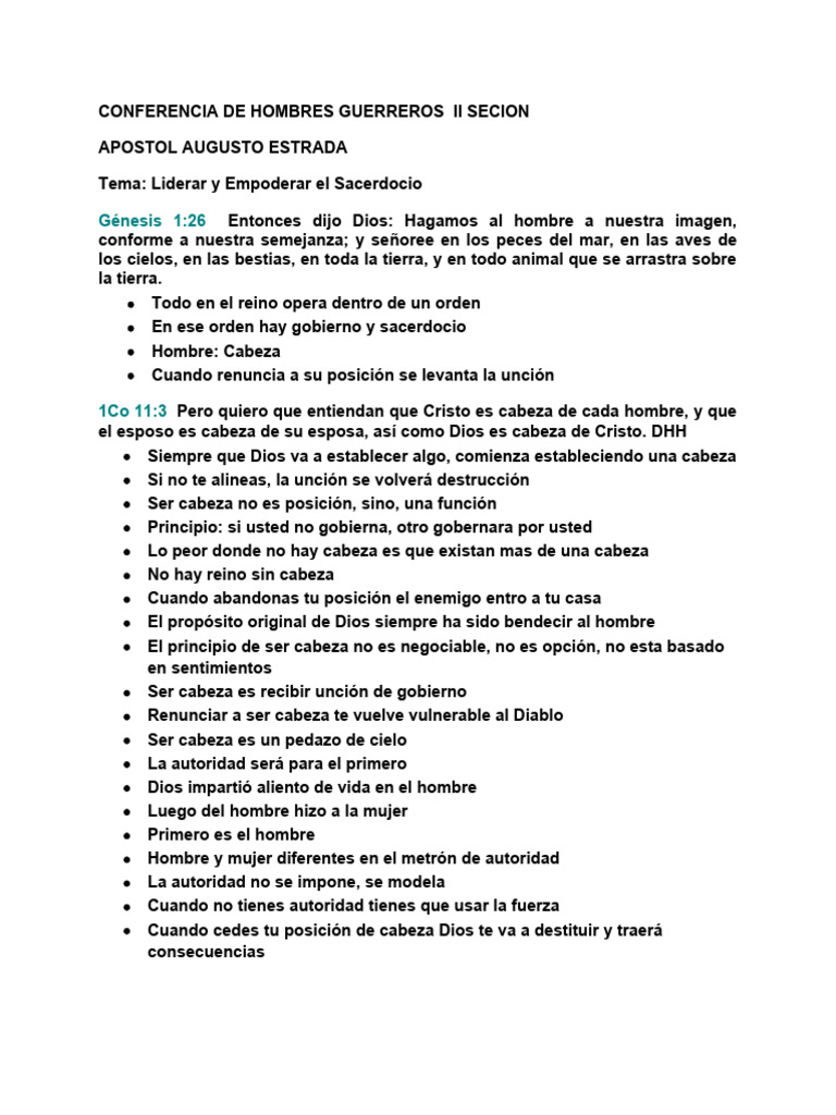 Liderar y Empoderar Sacerdocio APOSTOL AUGUSTO ESTRADA II | PDF | Sacerdote | Cristo (título)