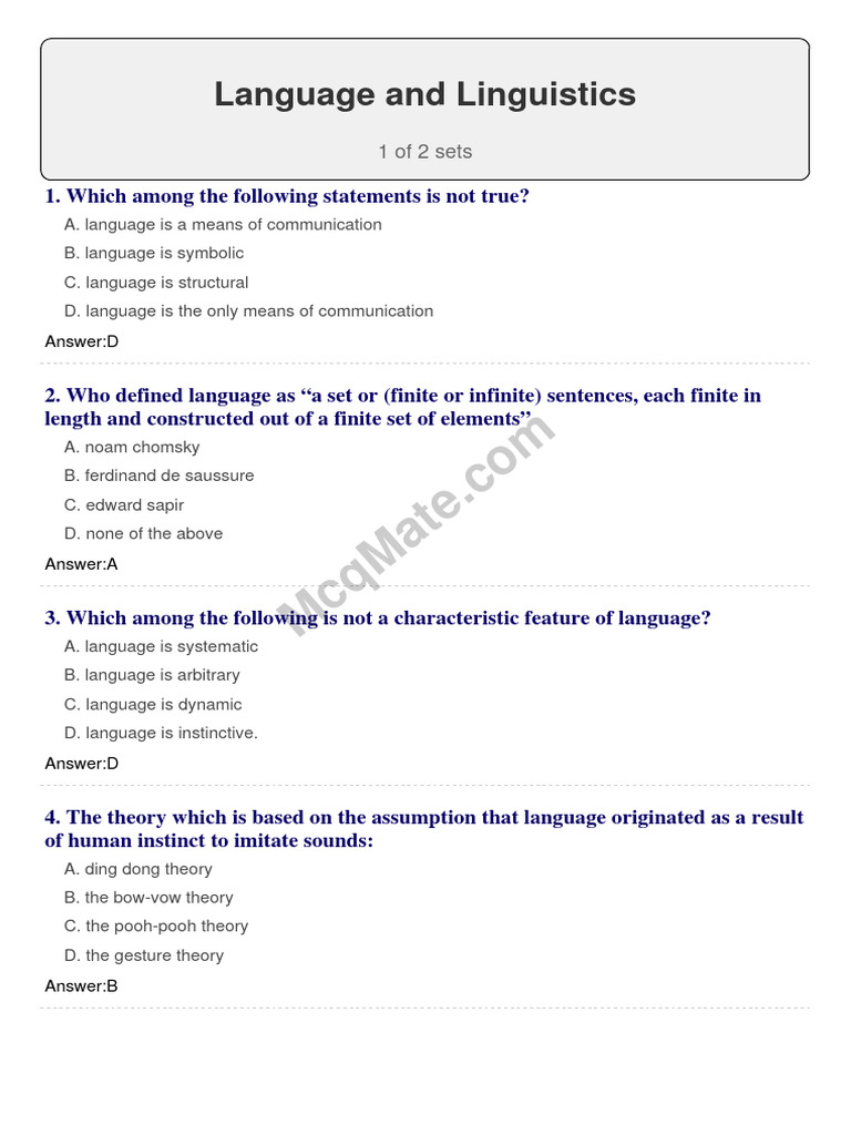 Language-And-linguistics (Set 1) | PDF | Phonetics | Multilingualism