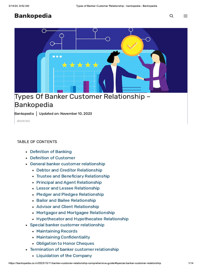 Types of Banker Customer Relationship - bankopedia - Bankopedia | PDF ...