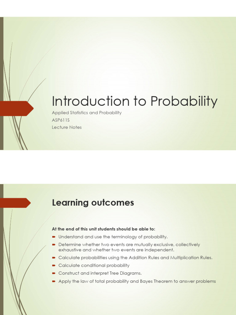 Introduction To Probability | PDF | Set (Mathematics) | Probability