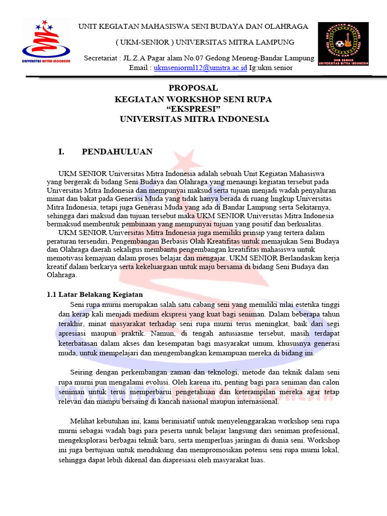 Proposal Workshop Seni Rupa | PDF