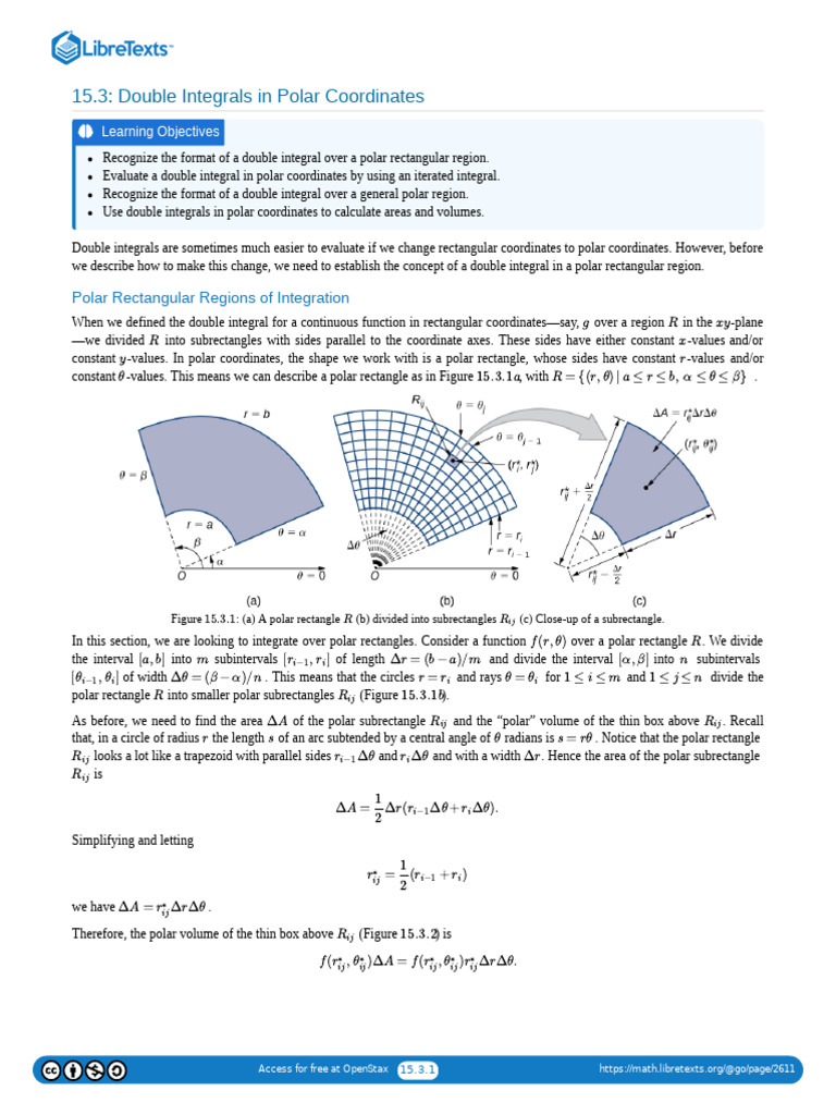 15.03 Double Integrals in Polar Coordinates | PDF | Integral | Area