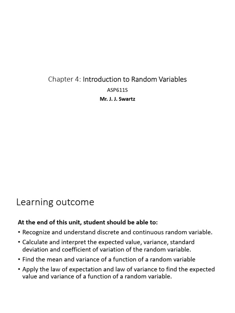 Random Variable | PDF | Variance | Random Variable