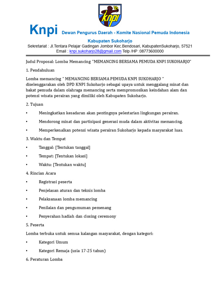 Proposal Konsep Lomba Mancing | PDF