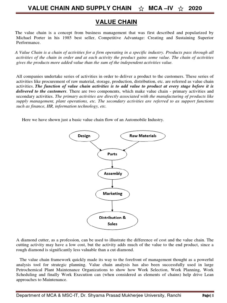 Value Chain and Supply Chain | PDF | Supply Chain | Supply Chain Management