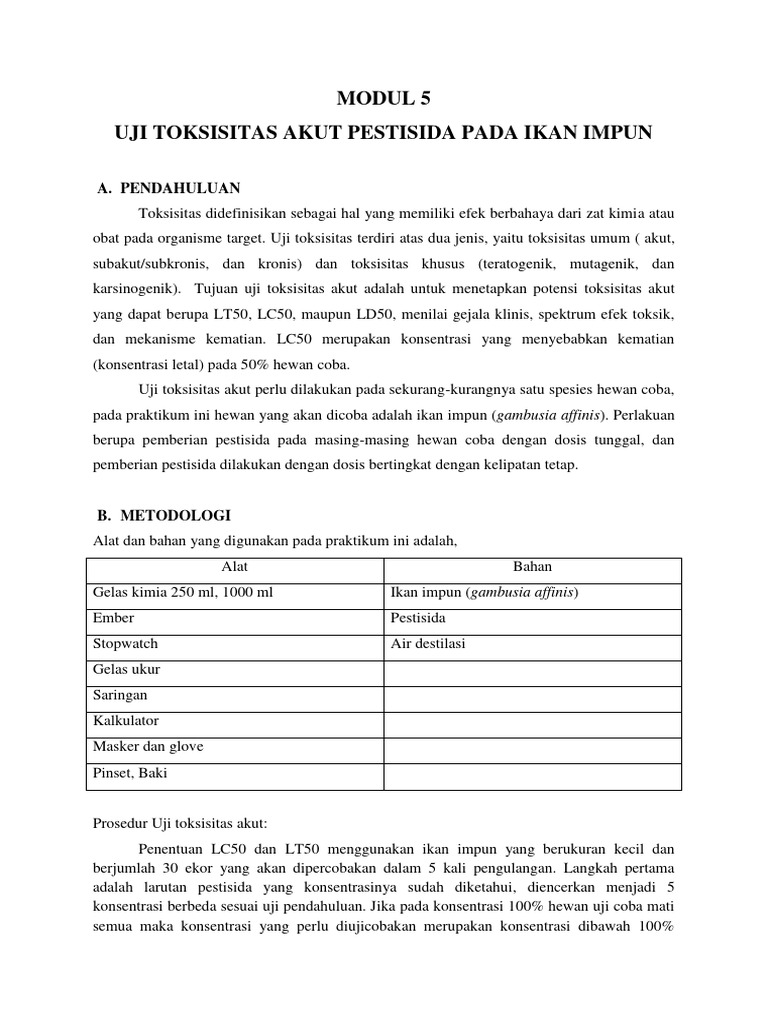 Modul 5 Uji Toksisitas Akut Pestisida | PDF