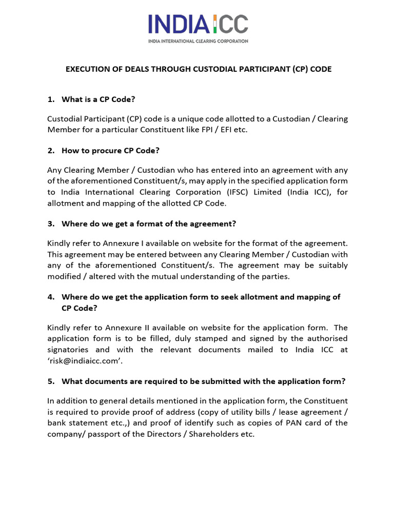 Custodial_Participant_Code_FAQ | Download Free PDF | Business Custodial_Participant_Code_FAQ | Download Free PDF | Business