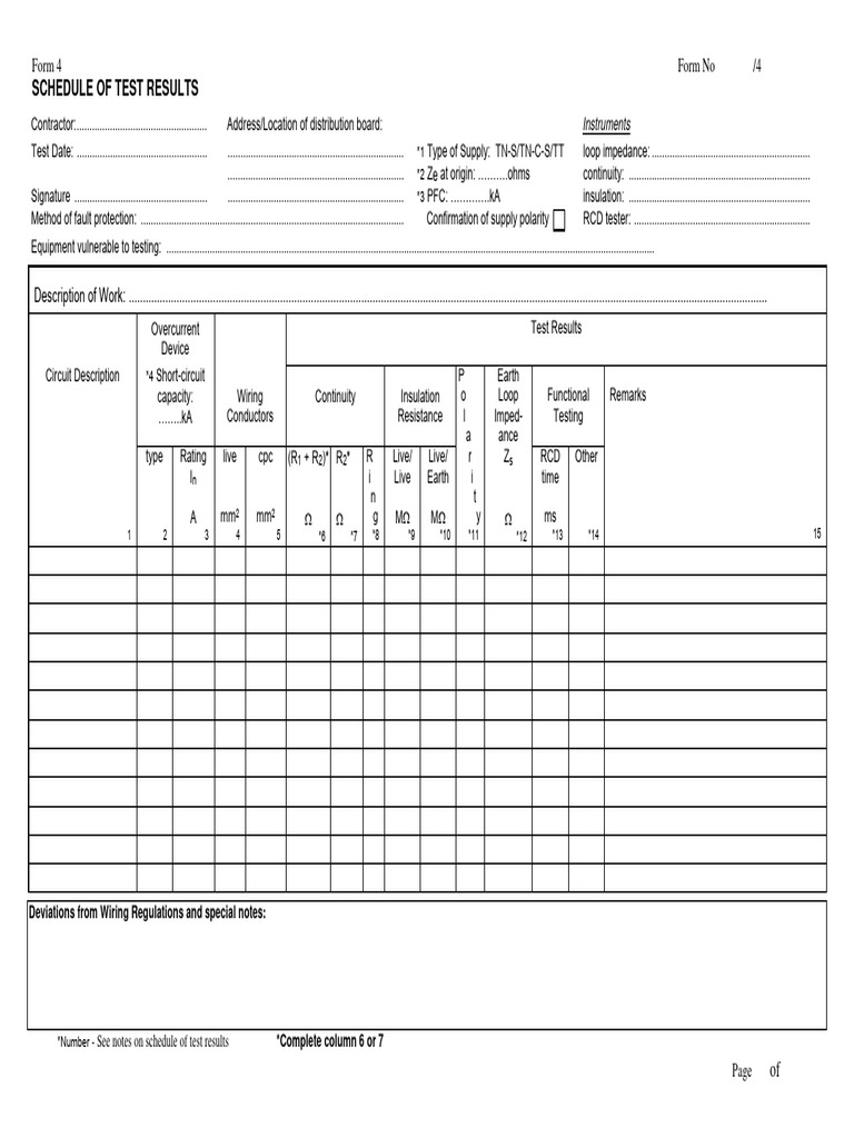 Schedule of Test Results | Download Free PDF | Electrical Engineering ...