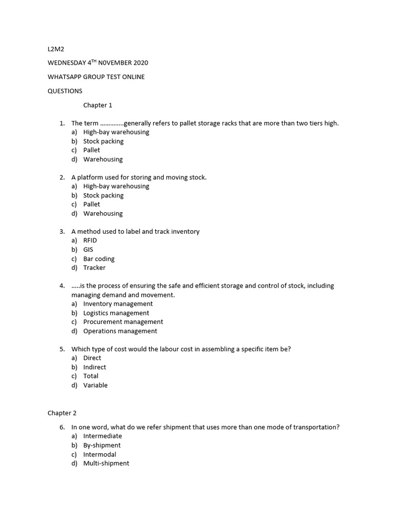 L2M5 4th November Quiz-1 | PDF