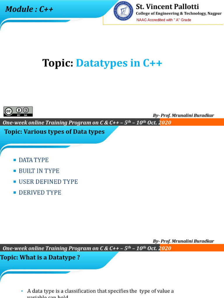 Module C Day 12 Datatypes In C Pdf 
