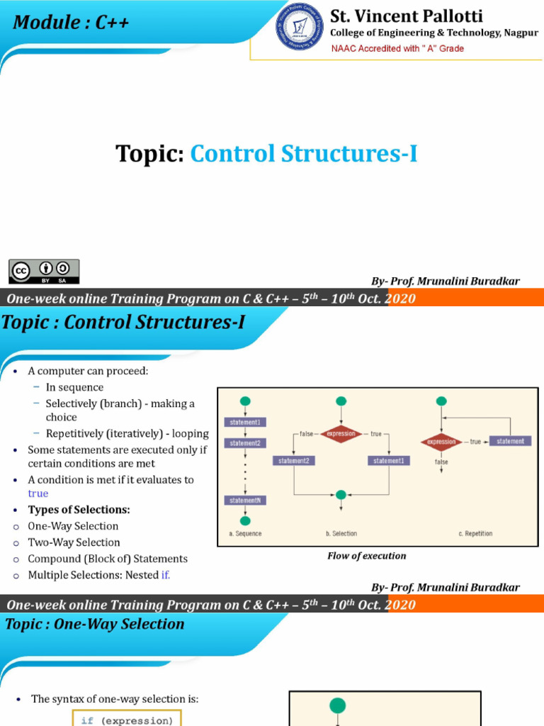 Module C++ Day 2.1 Control Structures-I | PDF