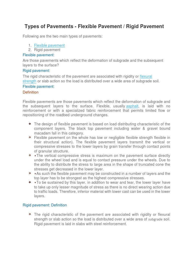 Tpyes of Pavement | Download Free PDF | Road Surface | Strength Of ...
