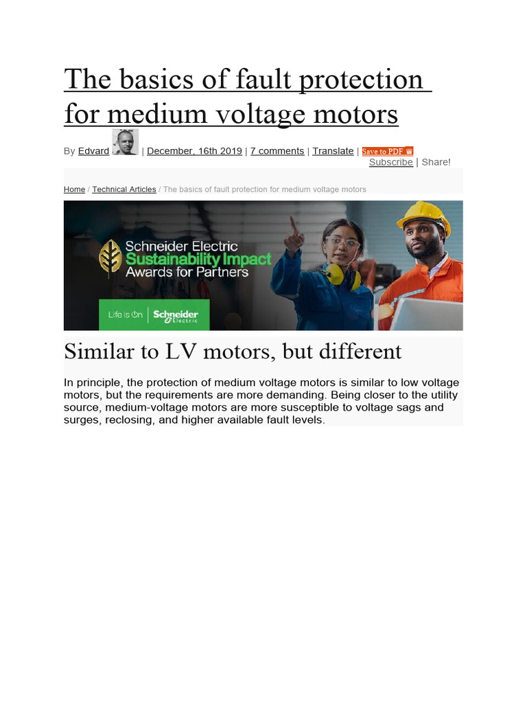 The basics of fault protection for medium voltage motors | PDF | Relay ...