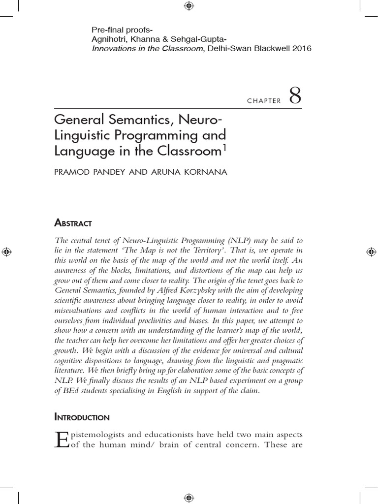 Pandey&Kornana-General Semantics Neuro- Linguistic Prog | PDF | Neuro Linguistic Programming ...
