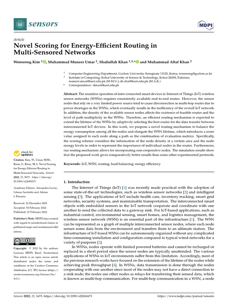 Novel Scoring For Energy-Efficient Routing in Multi-Sensored Networks ... Novel Scoring For Energy-Efficient Routing in Multi-Sensored Networks ...