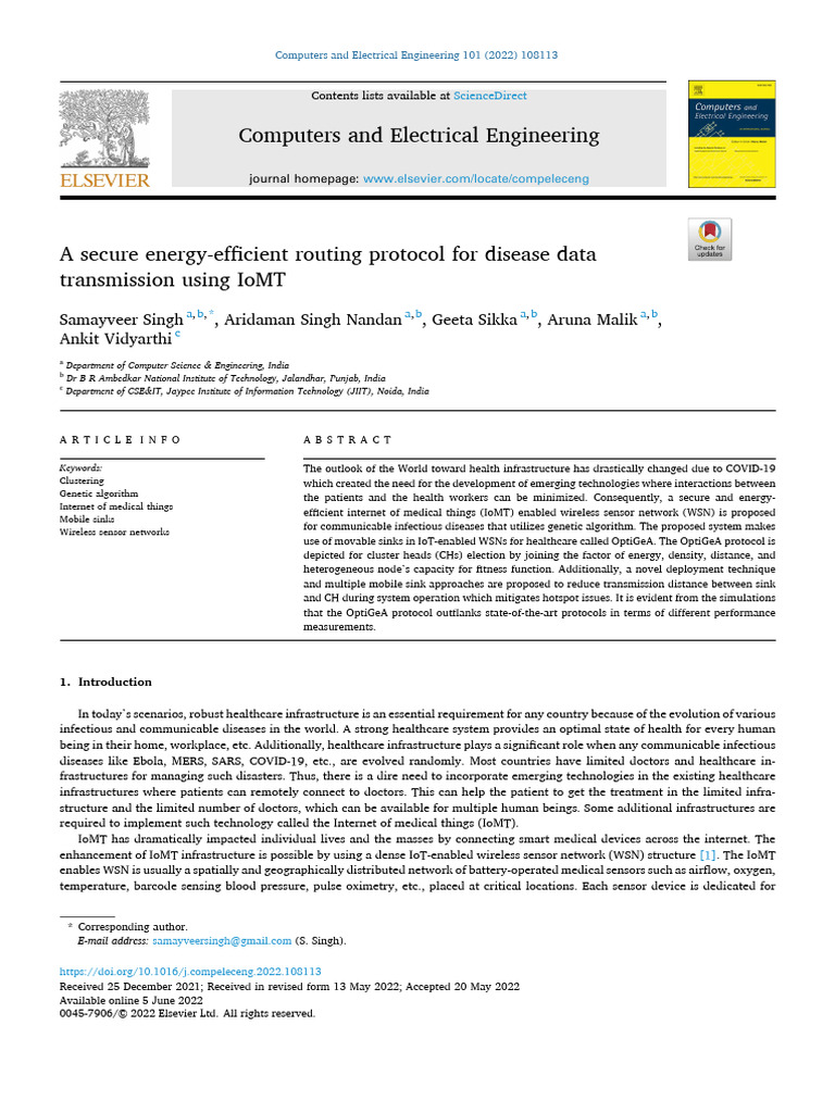 Secure Energy Efficient Routing Protocol For Disease Data Transmission