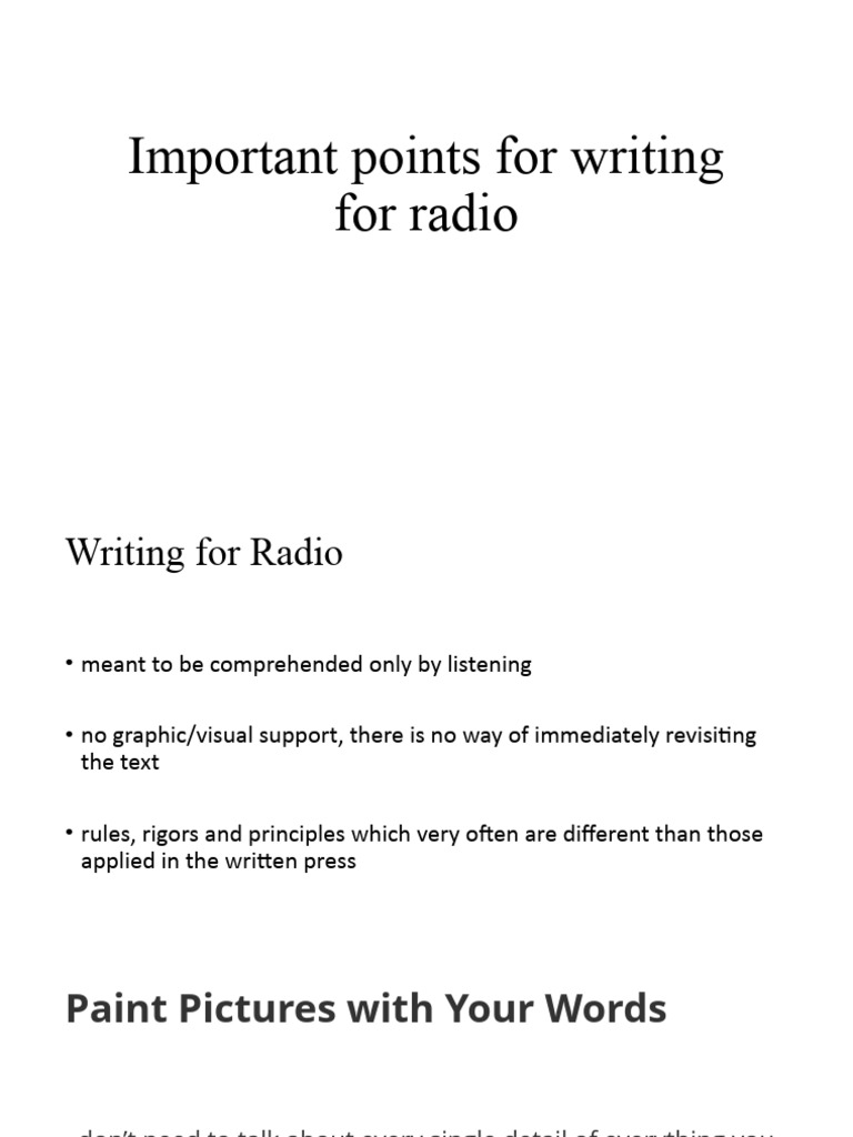 Important Points While Writing for Radio | Download Free PDF ...