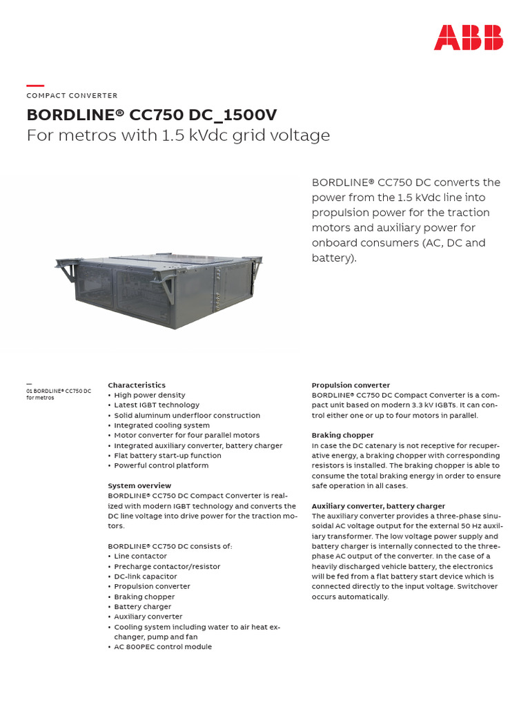 BORDLINE CC750 - DC - 1.5kV - U - 1700 - AD RevB EN | PDF | Direct ...