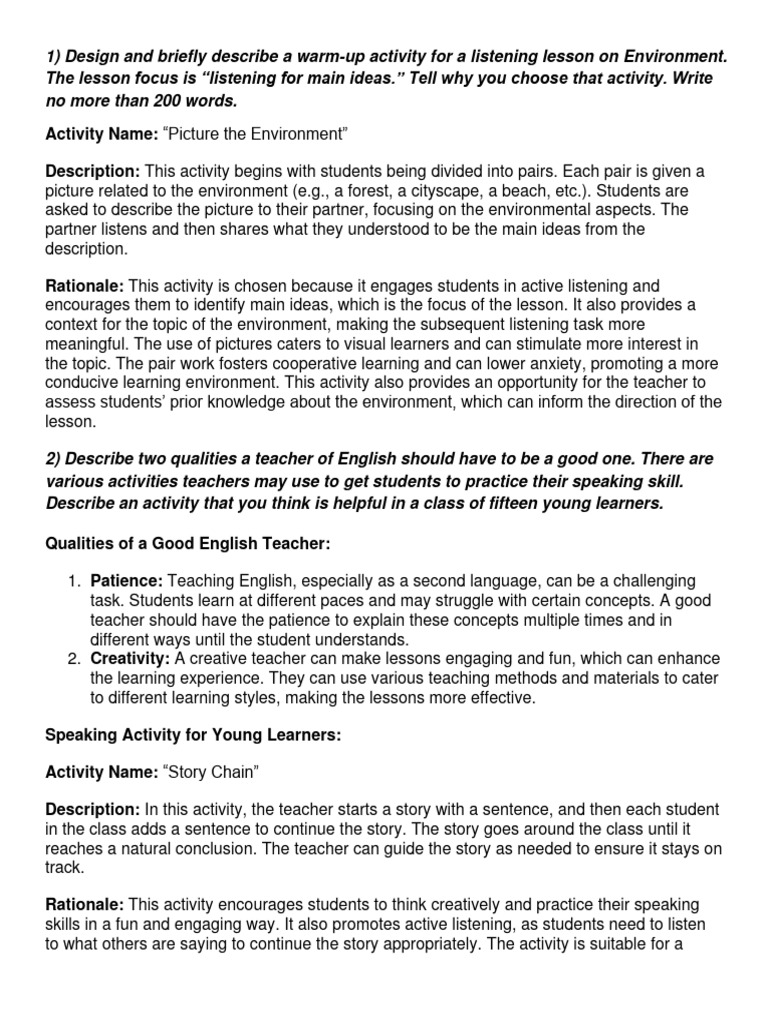 Teaching Method Opening Questions | PDF | Learning | Teaching Method